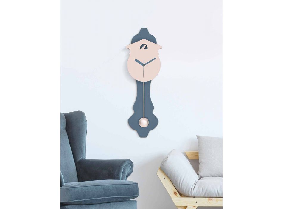 Moderne Pendeluhr im italienischen Wanddesign aus Holz